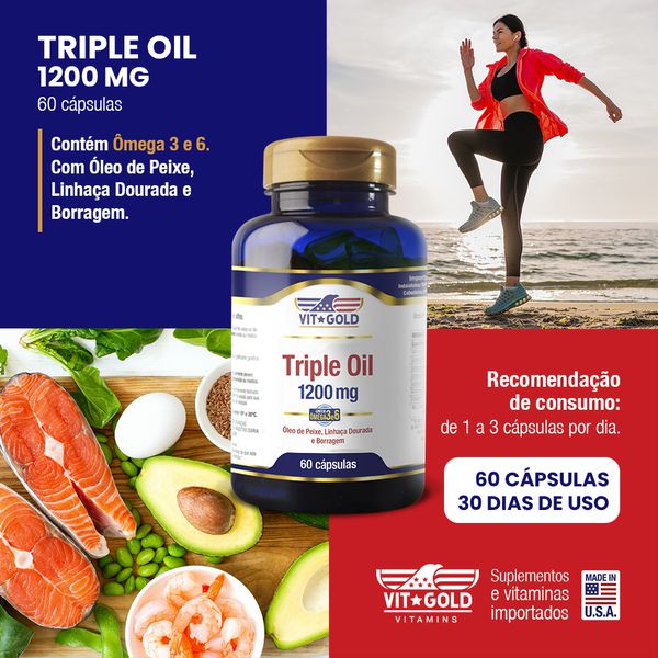 Triple Oil 1200 mg Omega 3 - 6 - 9 Vitgold 60 caps | Vitgold