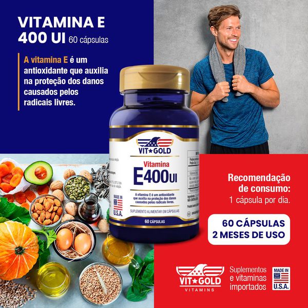 Vitamina E 400 UI 60 Cápsulas | 1 Por Dia | Vitgold | Vitgold
