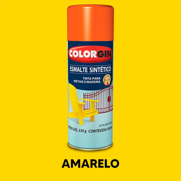 Spray Esmalte Sintético Colorgin - Amarelo | VIVA COR TINTAS