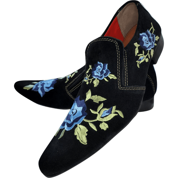 Sapato Masculino Italiano em Couro Nobuk Bordado Flores do Cerrado Ref ...