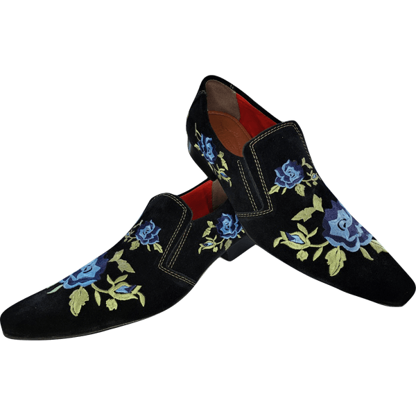 Sapato Masculino Italiano em Couro Nobuk Bordado Flores do Cerrado Ref ...
