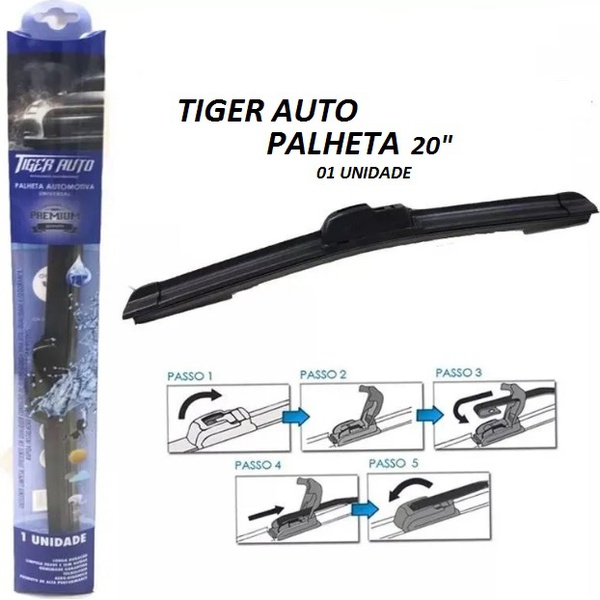 PALHETA LIMPADOR PARABRISA SLIM 20" TIGER AUTO | GRUPOCHIQUINHO