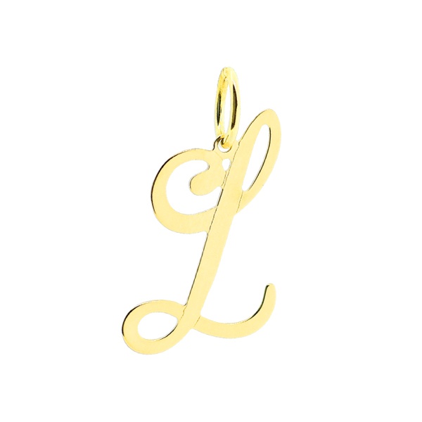 Pingente Letra L de Ouro 18K Aro Circular