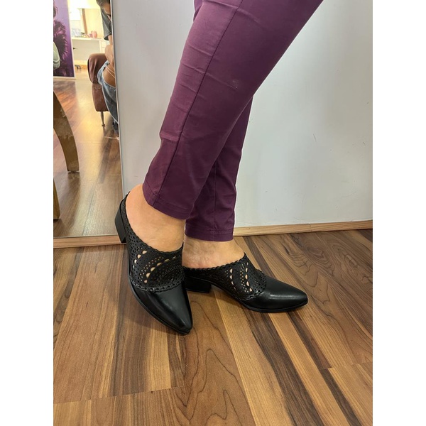 Bota Mule Couro Preto | Regimattos