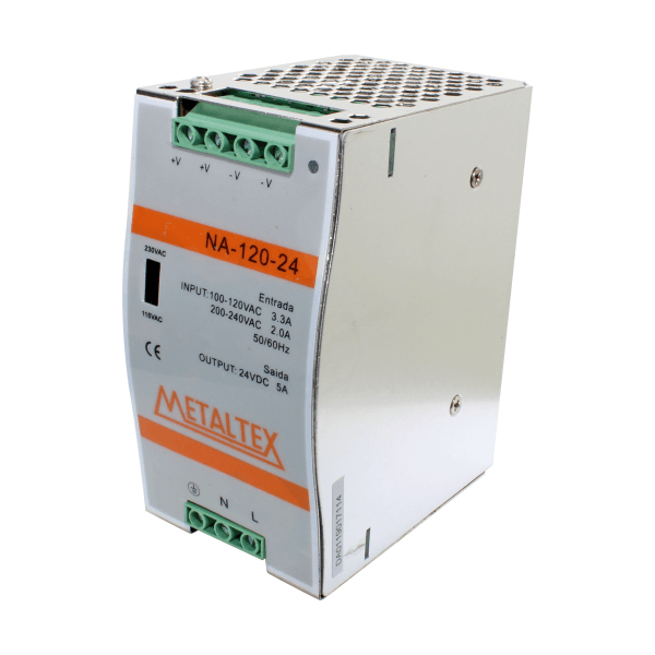 Fonte Chaveada Trilho Din Metaltex NA-120-24 | Sartori Web