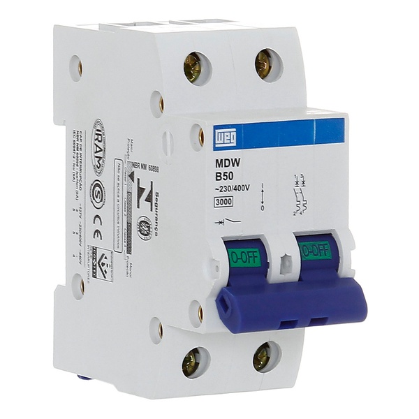 Disjuntor Bipolar Weg 50a Curva B 3ka MDW-B50-2 | MAQPART