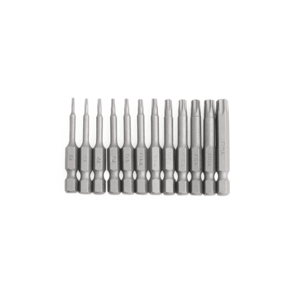 Jogo de Bits Torx Com Furo Longo 50mm 12PCS Magnetico Encaixe 1/4 | FERTEK FERRAMENTAS