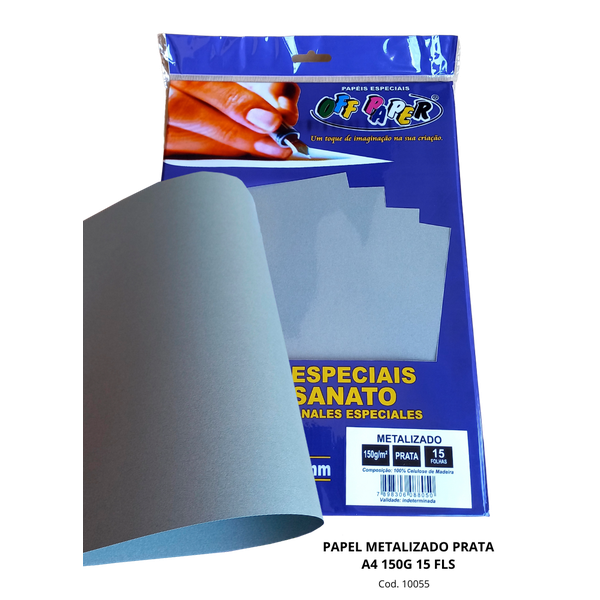 Papel Metalizado Prata A4 150g 15 Fls | PARÁ SUPRIMENTOS