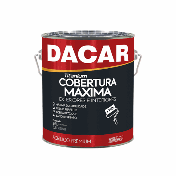 TINTA ACRÍLICA FOSCO BRANCO NEVE TITANIUM PREMIUM 3,6L DACAR | TINTAS JD