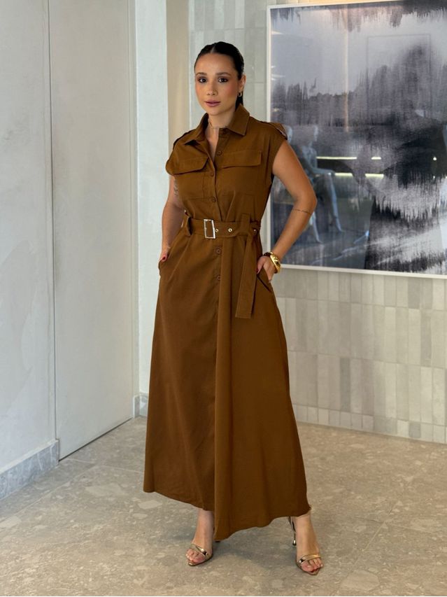 Vestido Botões Eloise Marrom | Loja La Mina