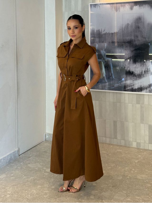 Vestido Botões Eloise Marrom | Loja La Mina