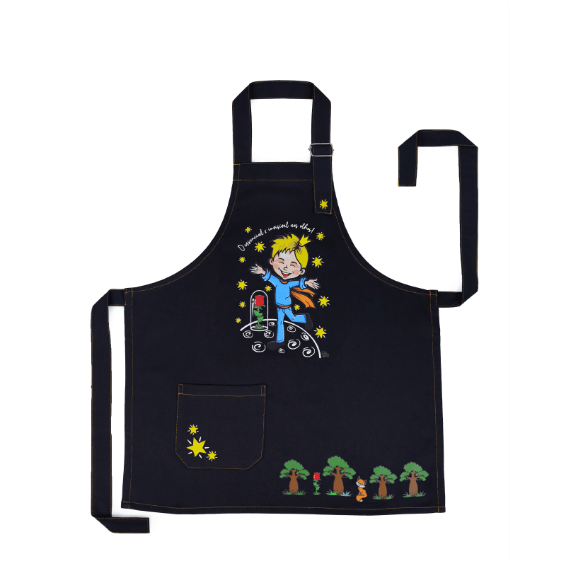 AVENTAL INFANTIL - Pequeno Príncipe - Preto - Tertúlia Produtos Literários