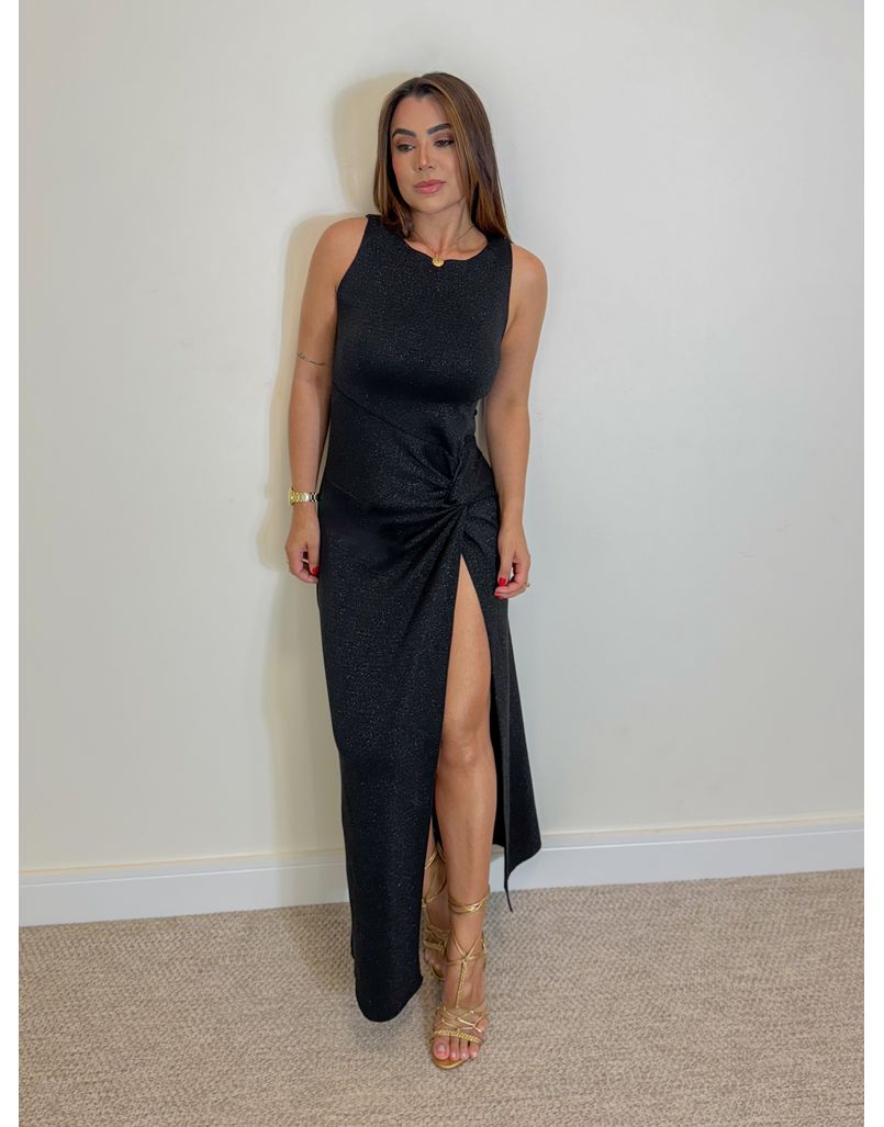 Vestido Tricot Brilho Victoria Preto | Loja La Mina