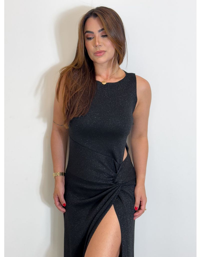 Vestido Tricot Brilho Victoria Preto | Loja La Mina