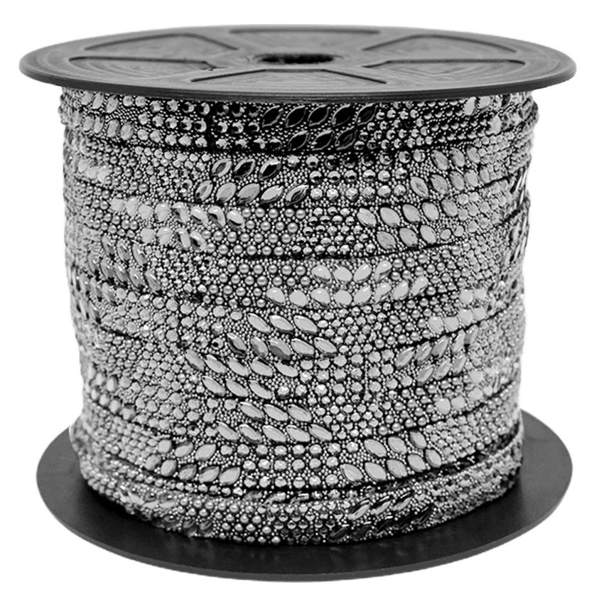 Tira de Strass em Metro Rocker 10mm - Grafite | BM Strass