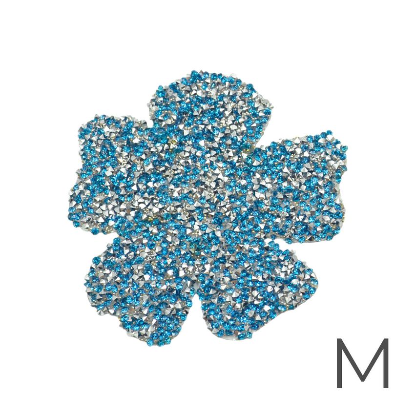 Aplique de Strass em formato de Flor M (7 x 7,5cm) - Blue | BM Strass