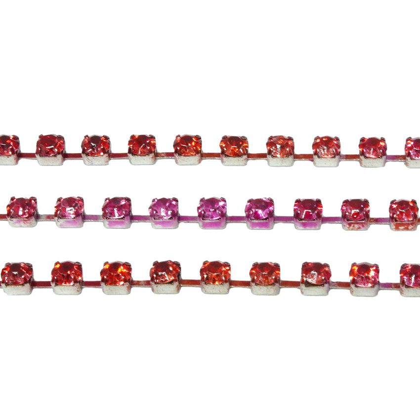 Corrente Ss8,5 / Pl18 - Degradê Sunset, Banho Níquel | BM Strass