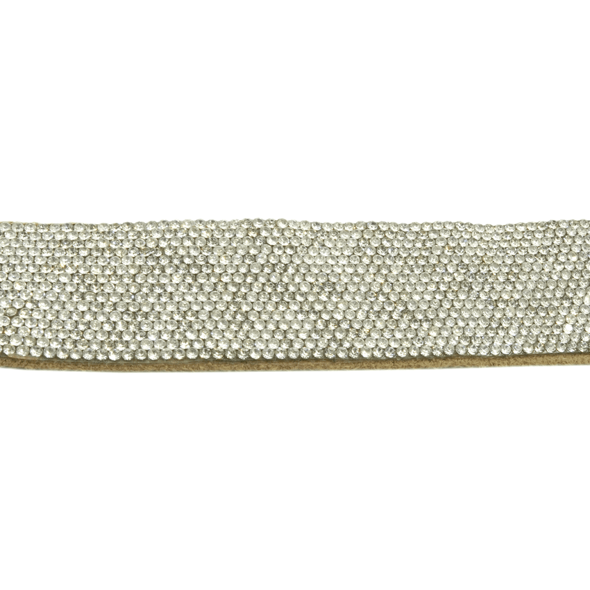 Tira de Strass Push 30mm - Pedra Cristal, Forro Bege | BM Strass