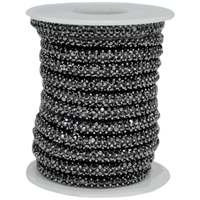 Cordão Infinity 0,6cm - Hematite Grafite, Base Silicone | BM Strass