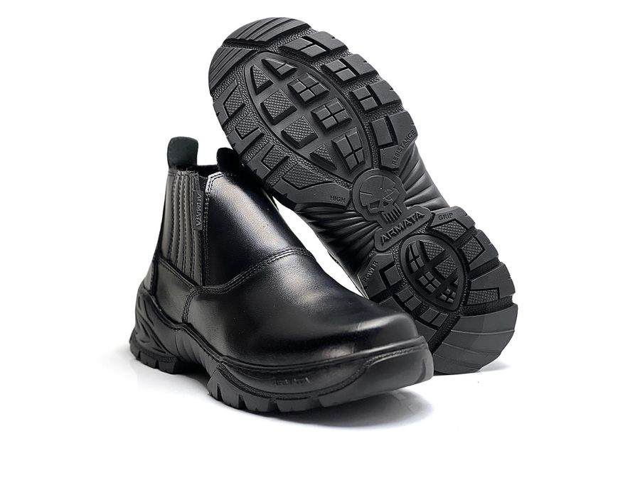 Botina Em Couro Segurança Armata Work Preto liso | ARMATA BOTAS