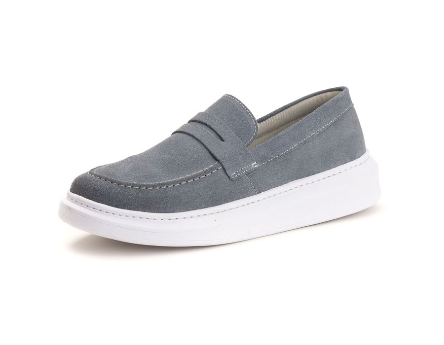 Sapato Masculino Loafer Cinza em Camurça | Artoro Calçados