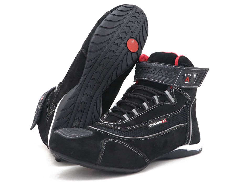 Tênis para motociclista com refletivo de cano alto de couro preto 310 ...