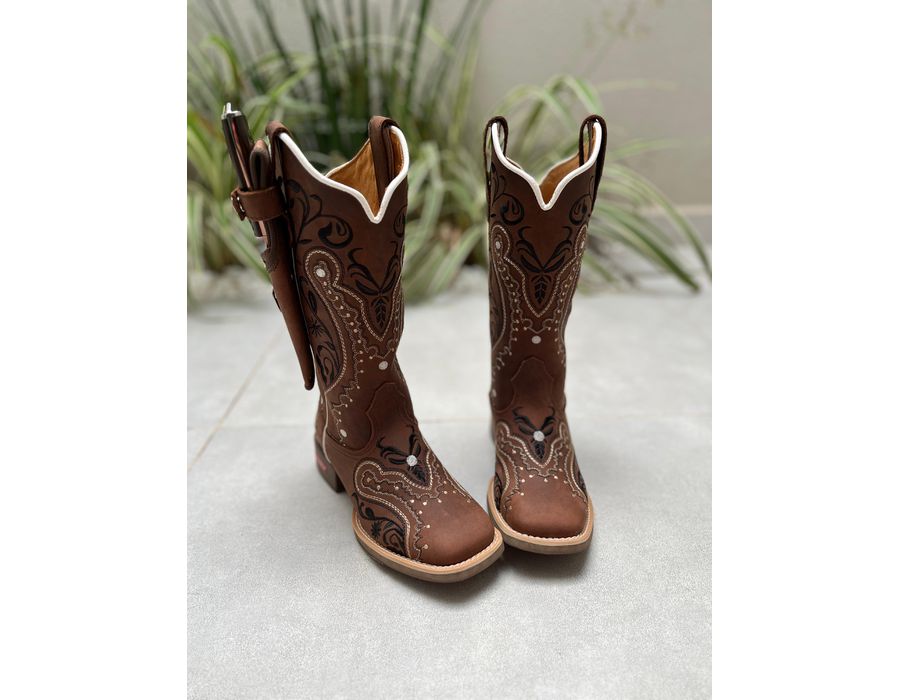 KIT BOTA TEXANA EM COURO BORDADO TRIBAL + FACA + BAINHA | Botas Texanas ...