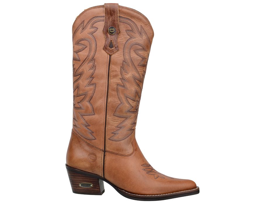 Bota Texana Feminina Cor Castor Em Couro Legitimo Bordada | BOTAS ...