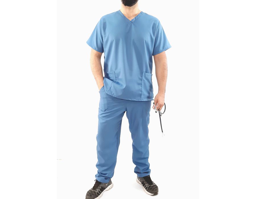 Camisa Scrub Masculina Azul Celeste - Pijama Privativo Homem | BRANCURA