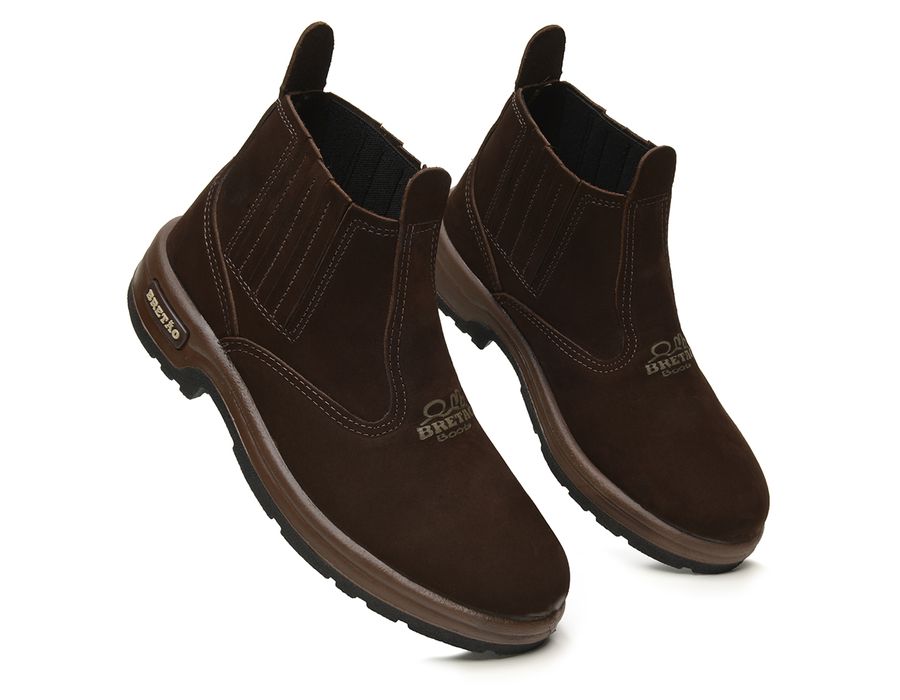 Botina Agrícola Bretão Masculina Couro Nobuck - Chocolate | BRETÃO STORE