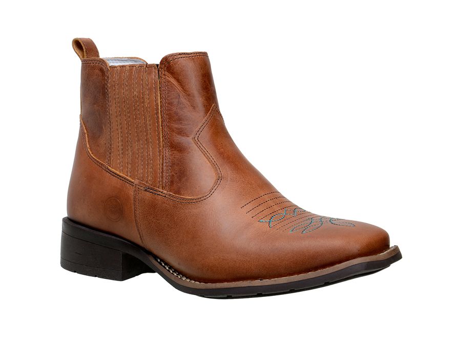 Botina Feminina Bico Quadrado Em Couro Legitimo Castor Capelli Boots ...