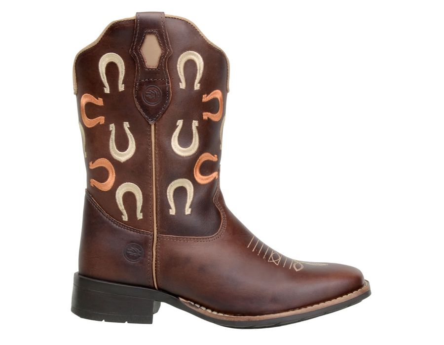 Bota Montaria Country Feminina Cano Médio Em Couro Com Bordados ...