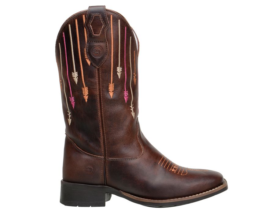 Bota Country Feminina Em Couro Legitimo Bordado De Flechas Café ...