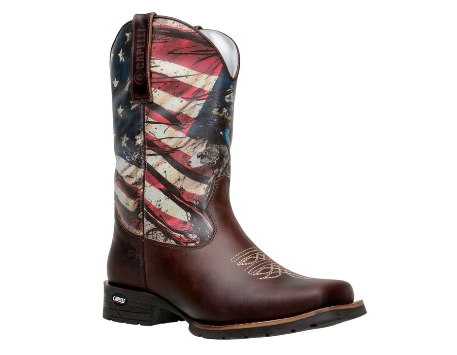 Bota Masculina Texana Silk U.s.a Em Couro Legítimo Café | CAPELLI BOOTS