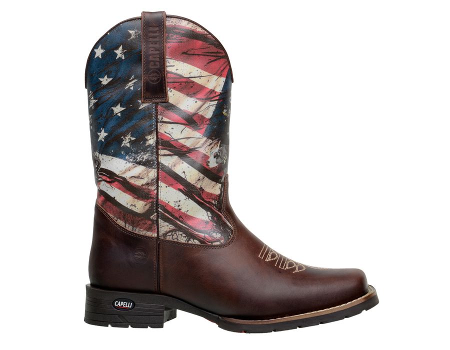 Bota Masculina Texana Silk U.s.a Em Couro Legítimo Café | CAPELLI BOOTS