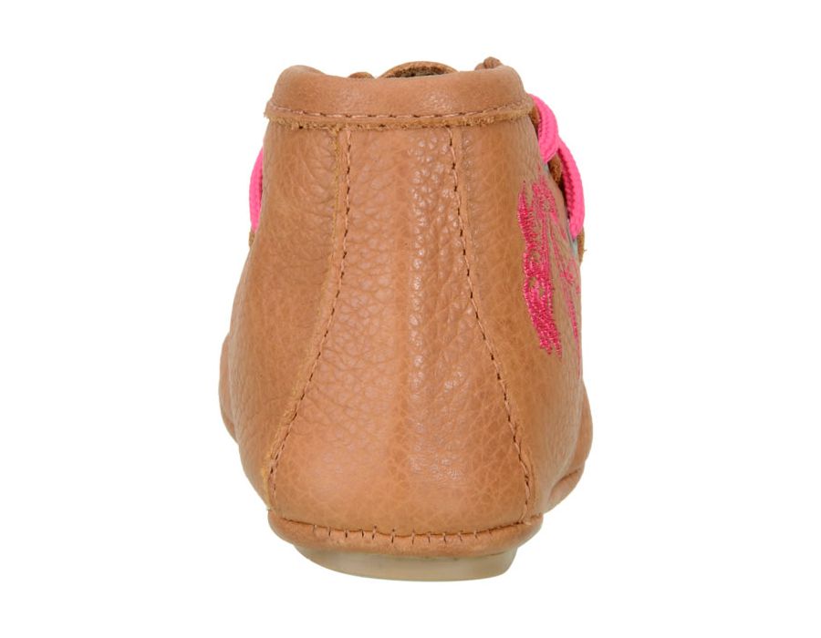 Baby estilo Destroyer em 100% Couro Legítimo cor Castor com Rosa. Uma ...