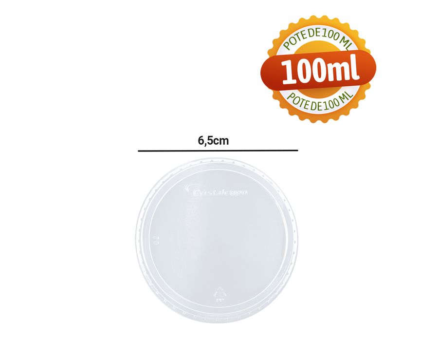 Tampa Plástica Descartável T-100 TR Cristalcopo (100 Unidades) | Casem Embalagens