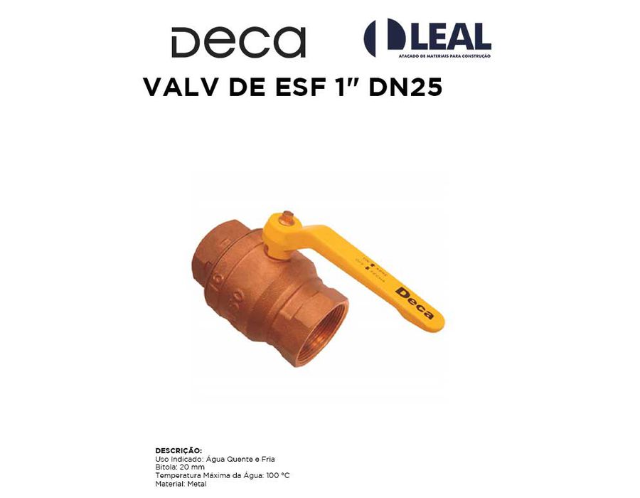 VALV DE ESF 1 DN25 DECA | Comercial Leal