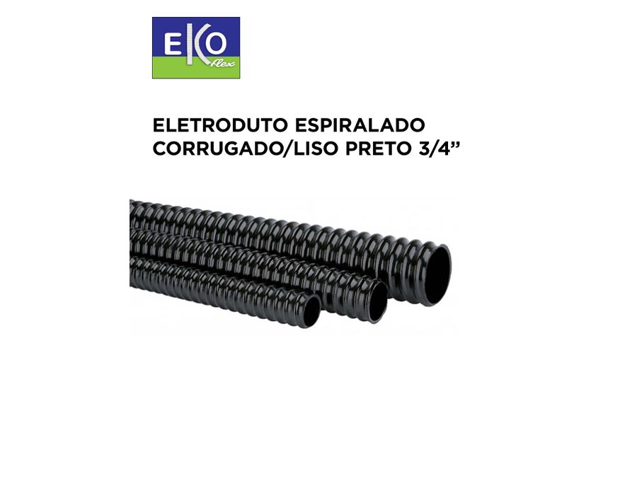 ELETRODUTO ESPIRALADO CORRUGADO/LISO PRETO 3/4X25M | Comercial Leal
