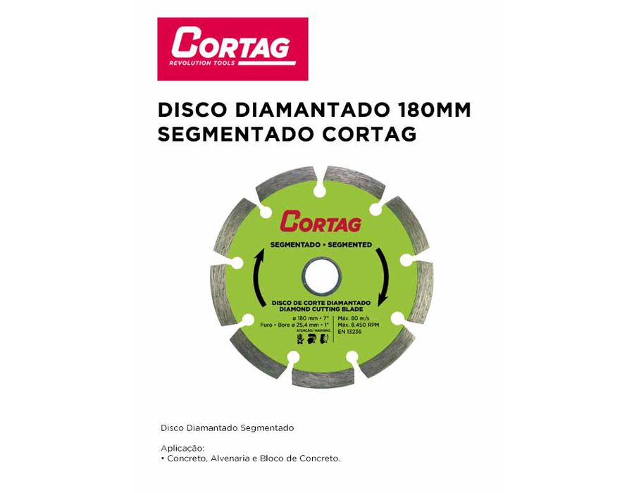 DISCO DIAMANTADO SEGMENTADO 180 MM CORTAG | Comercial Leal