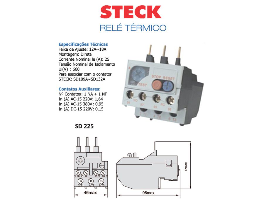 RELE TERMICO FRAME 25 - 12A - 18A STECK | Comercial Leal