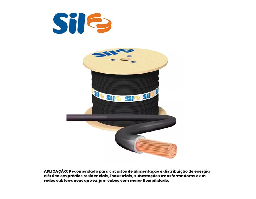 CABO FLEX 16MM PRETO 750V BOBINA SIL | Comercial Leal