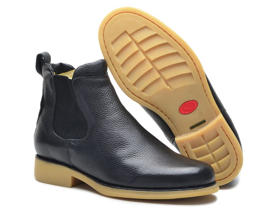 Botina Chelsea Masculina Couro Legítimo Preto | KRN SHOES | Calçados ...
