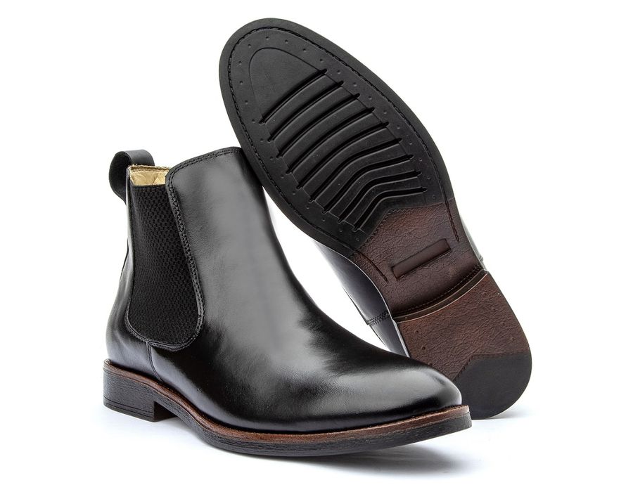 Botina Masculina Em Couro Legítimo Preto | KRN SHOES | Calçados Casuais