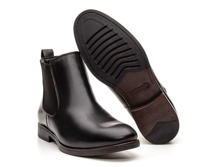 Botina Masculina Conforto Em Couro Legítimo Preto | KRN SHOES ...