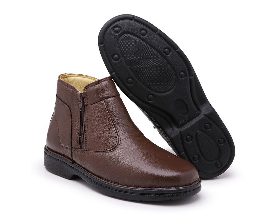 Botina Social Conforto Masculina Café | KRN SHOES | Calçados Casuais