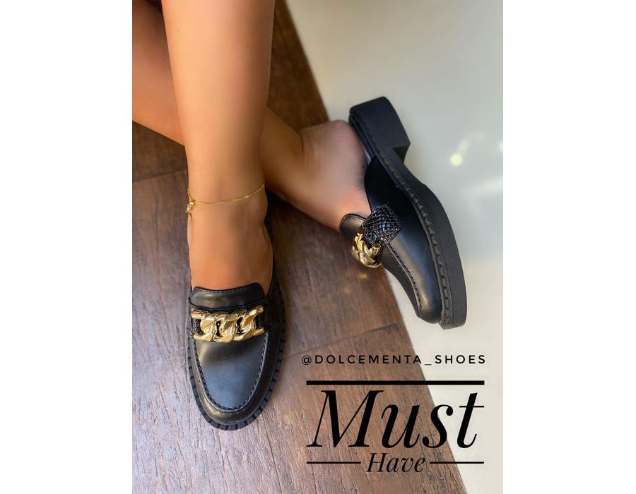 Loafer mule preto | Dolce & Menta