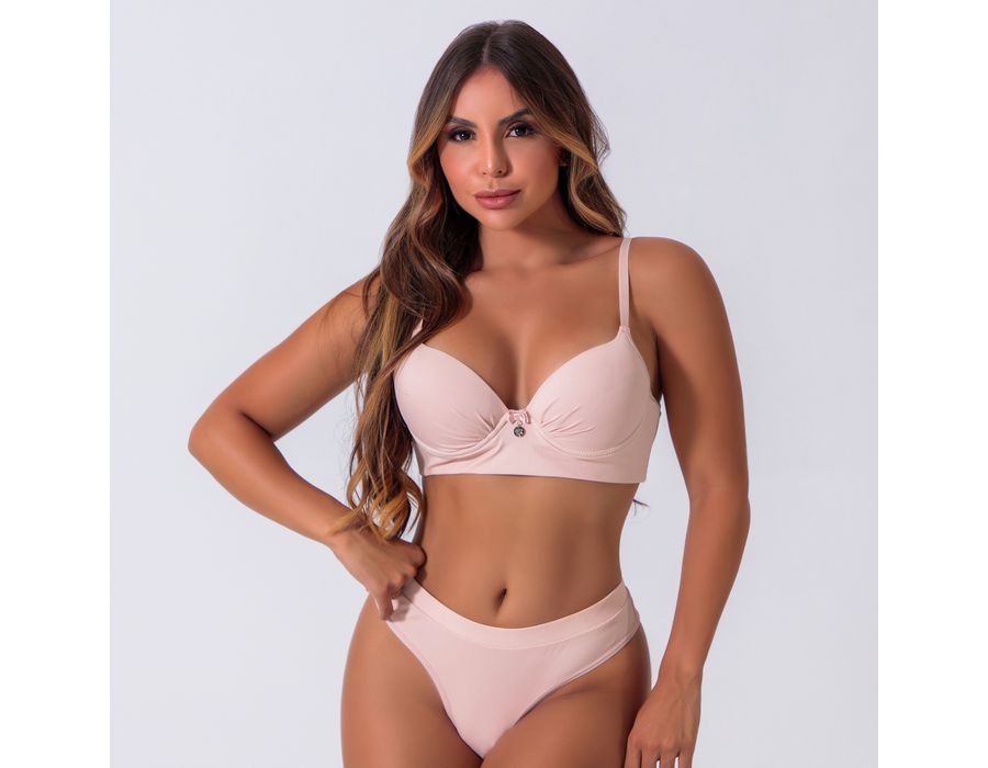 CONJUNTO CANELADO COM BASE ALONGADA E CALCINHA FIO DUPLO | DONNA DOLCE