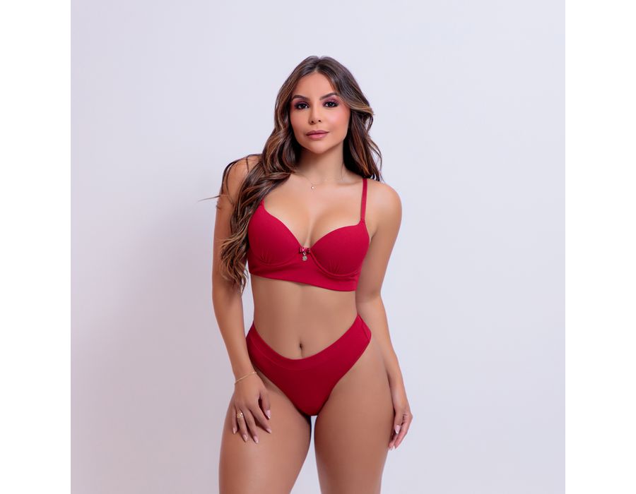 CONJUNTO CANELADO COM BASE ALONGADA E CALCINHA FIO DUPLO | DONNA DOLCE