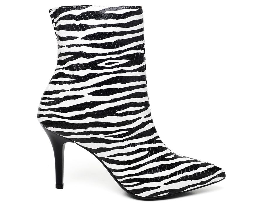Bota Cano Curto Salto Fino Médio Zebra Branco | ELLA´S ONLINE ...